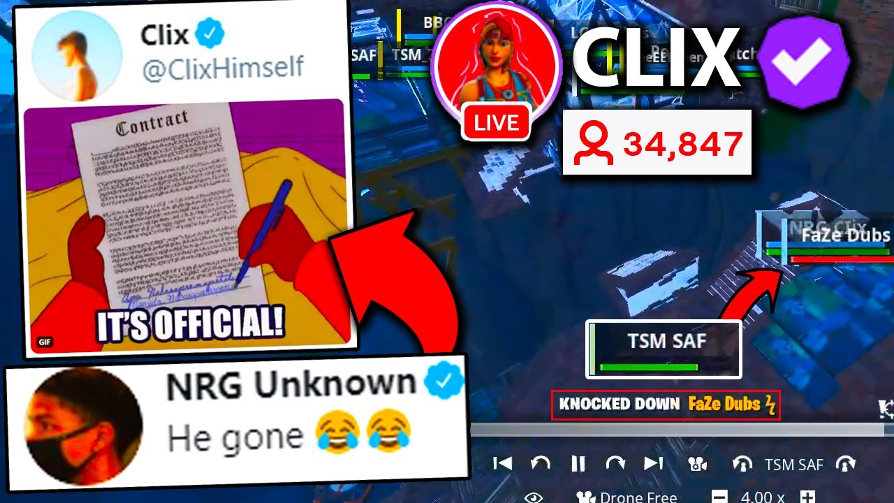 Clix BIG ANNOUNCEMENT? Leaving NRG? Clix, Bizzle, & FaZe Dubs Stream ...