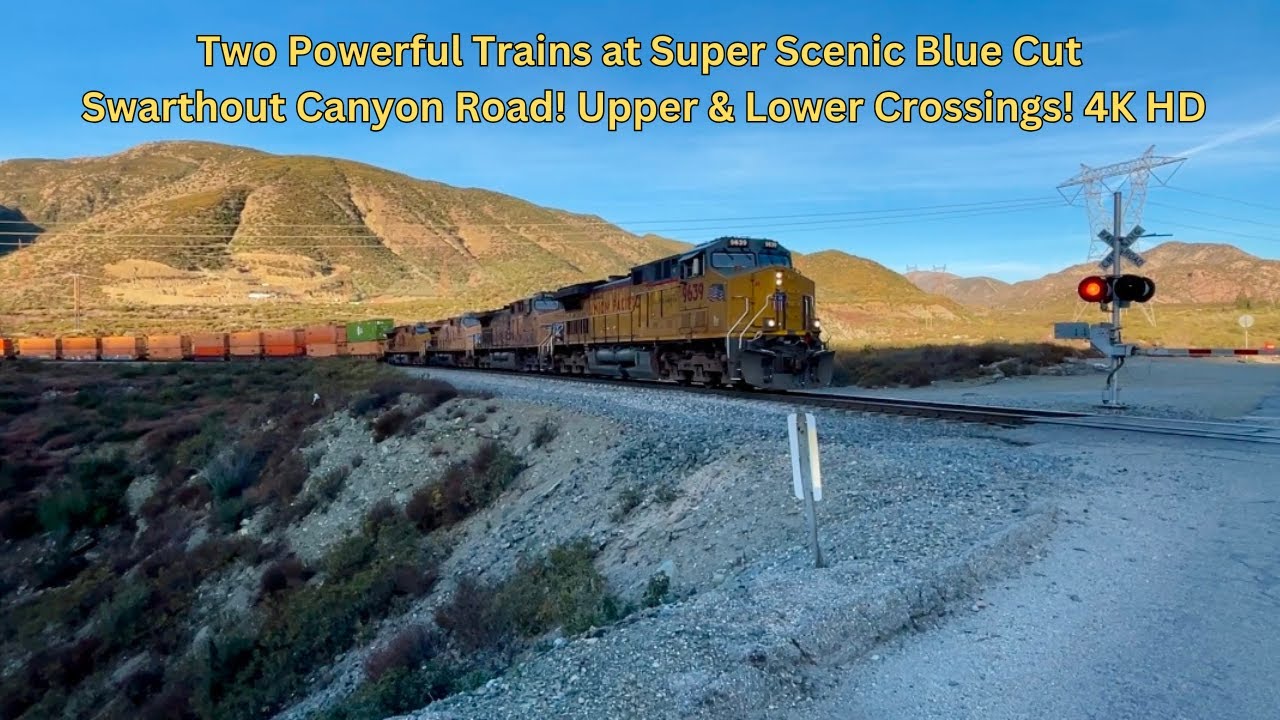 Two Powerful Trains at Super Scenic Blue Cut - Swarthout Canyon Road ...