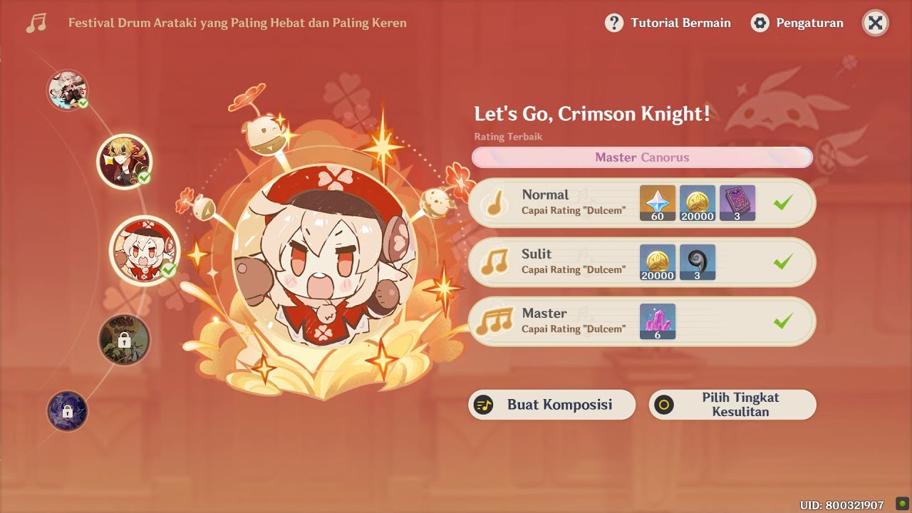 Genshin Impact | Master Canorus KLEE Theme Song (Perfect Note) - Day 5 Festival Drum Arataki ...