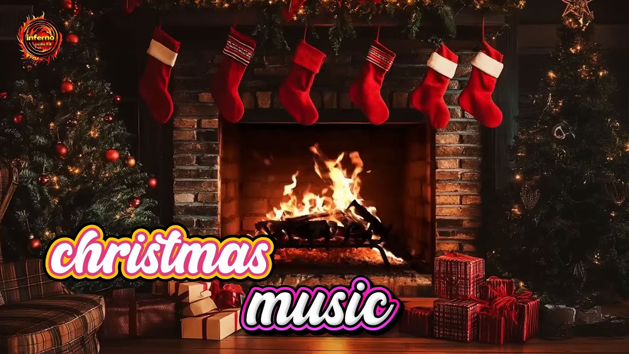 Christmas Night Music 🎶 Lovely Fireplace with beautiful music 🔥 4K Cozy ...