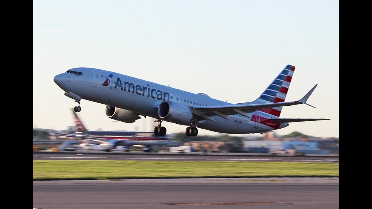 American 737 max 8 take off, LGA. - YouTube