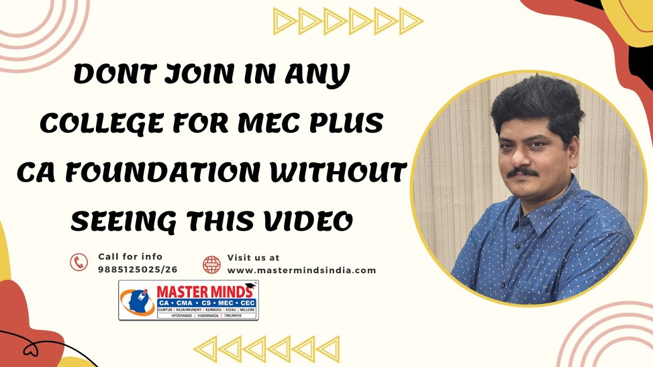 TELUGU | DONT JOIN IN ANY COLLEGE FOR MEC PLUS CA FOUNDATION WITHOUT ...