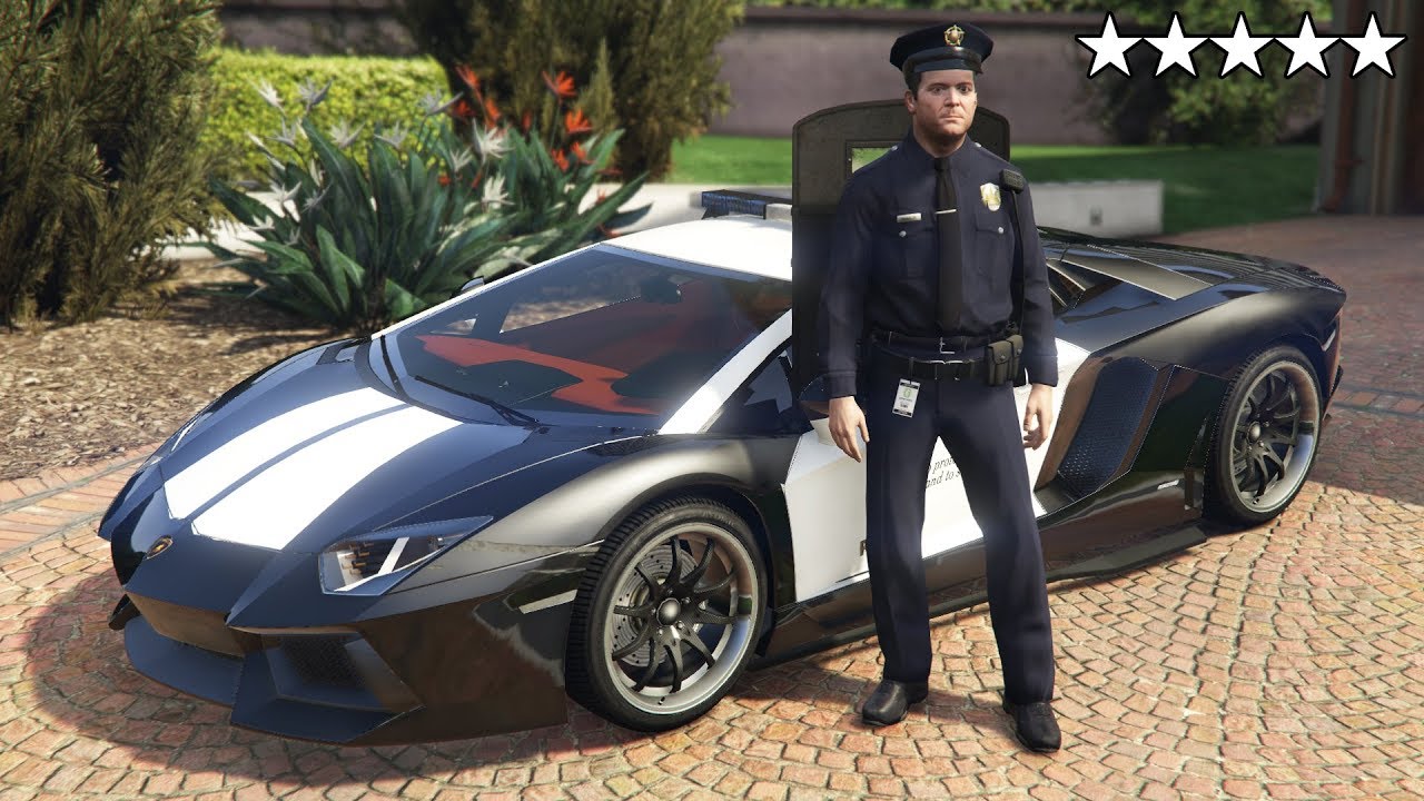 GTA 5 - Michael and Police Lamborghini VS Five Star Police Chase! (Rare ...