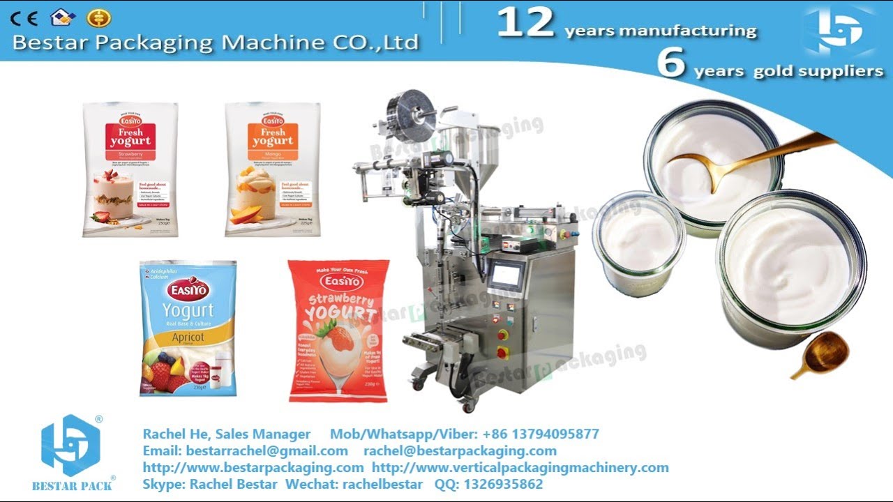 Yogurt sachet 100g measuring and packaging machine Bestar small liquid packing machine - YouTube