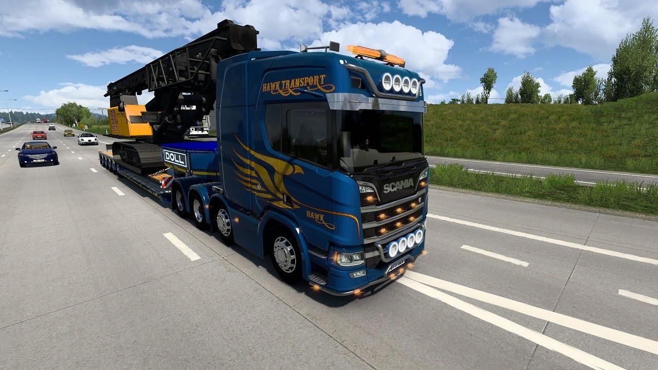 ETS Birmingham to Dover Eugene Scania R 8 x 4 and Dollvario Lowboy ...