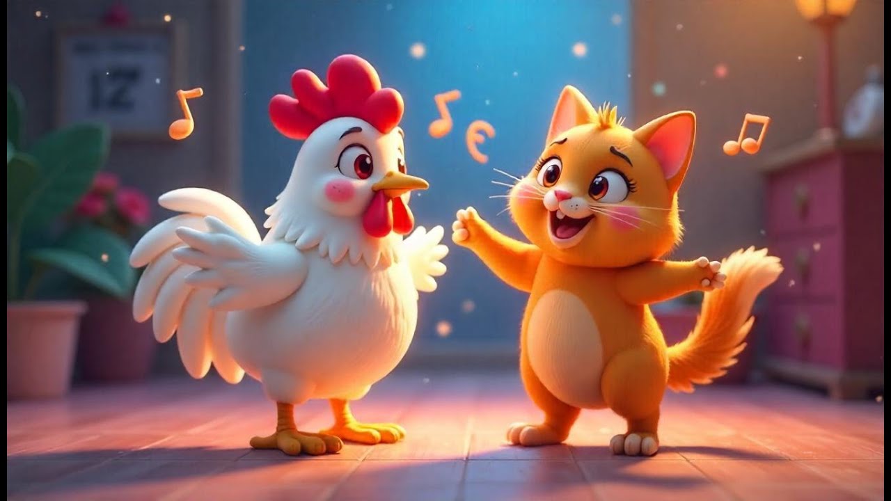 Hen & Cat Fun Adventure! | 3D Kids Rhyme | Sing, Dance & Learn! 🐱 -Hen ...