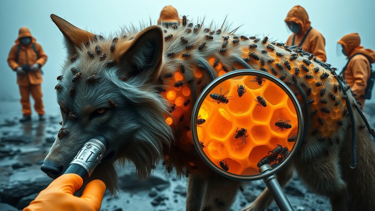 White POLAR FOX Covered in Millions of Barnacles & Parasites Bee Saved ...
