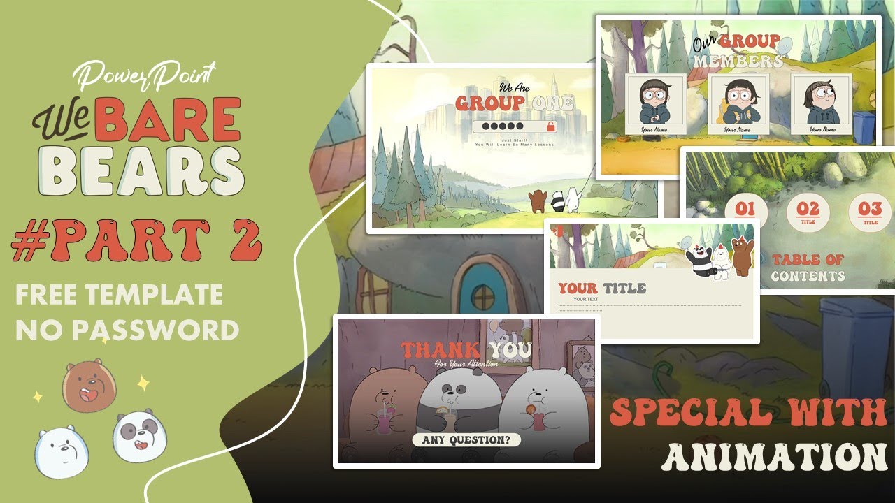 POWERPOINT WE BARE BEARS PART 2 FREE TEMPLATE [NO PASSWORD] By Lifiae ...