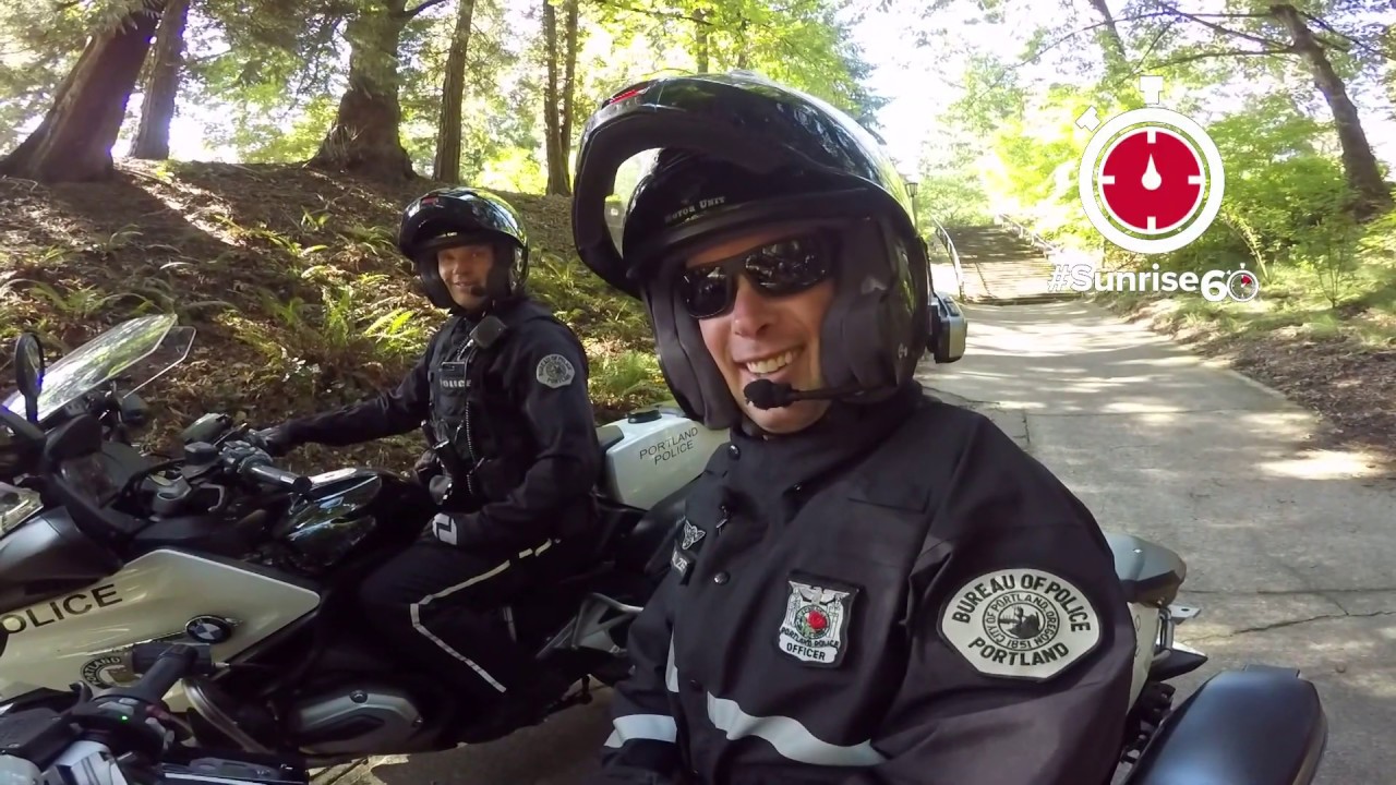 #Sunrise60: Sometimes, Portland motorcycle cops take the stairs - YouTube