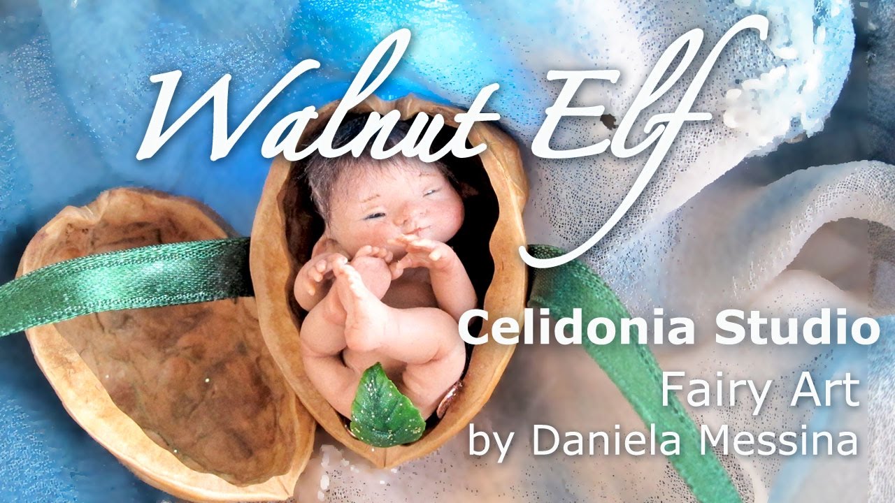 Meet the Elf in a Walnut shell - Polymer Clay ooak Miniature Art Doll ...