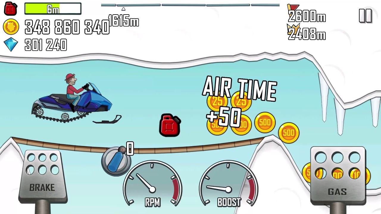 Hill Climb Racing \ Arctic Cave \ 2451 meters on Snow Mobile [HD] - YouTube