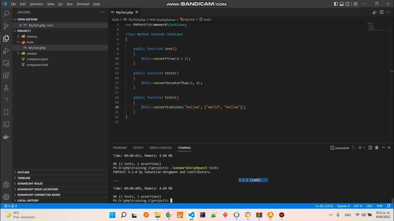 My first PHPUnit test - YouTube