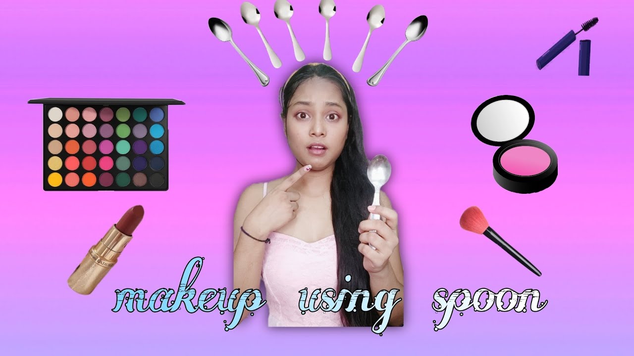 makeup using spoon 🥄😱| funny makeup challenge | #funnychallenge # ...