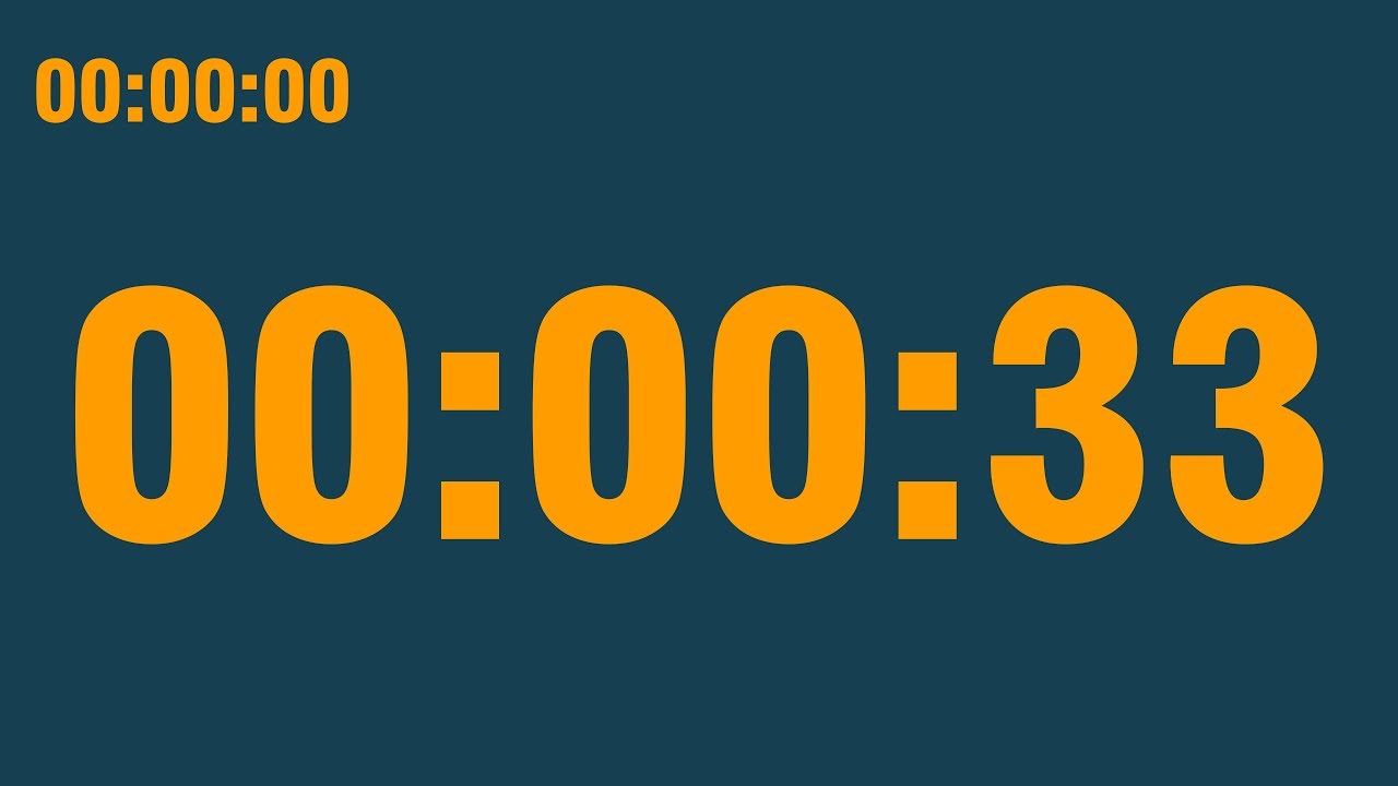 33 second timer (with end alarm, time elapsed and progress bar) - YouTube