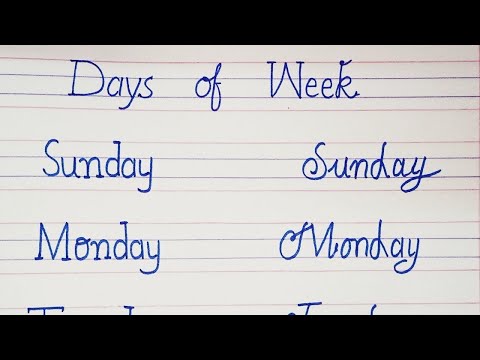 Days Of Week || How To Write Days Of Week In Cursive Writing || How To ...