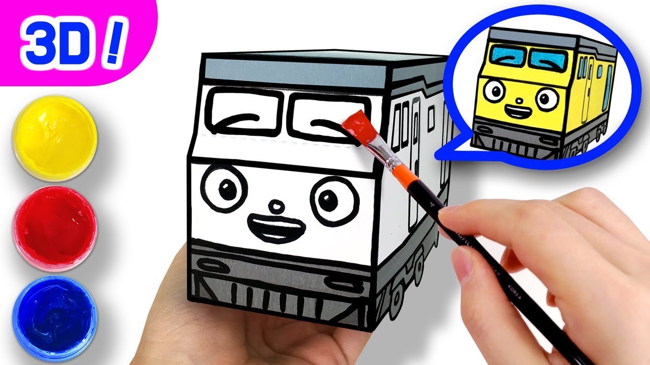 3D Coloring Loco l Coloring Tutorial l Tayo Paper Craft l Titipo Titipo ...