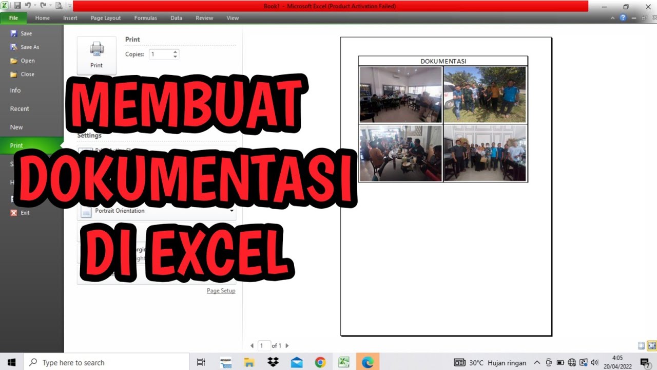 CARA MEMBUAT DOKUMENTASI FOTO DI EXCEL - YouTube