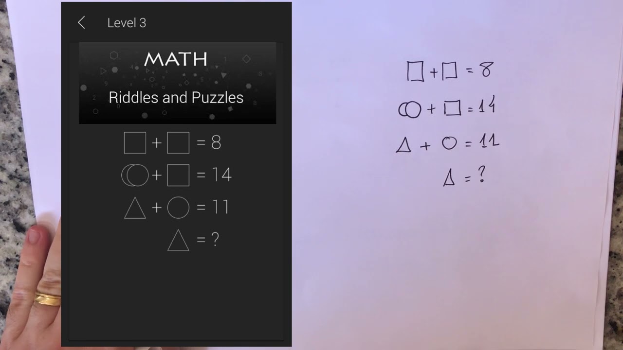 Level 3 - MATH RIDDLES - Desafio do Quadrado, Circulo e Triângulo - YouTube