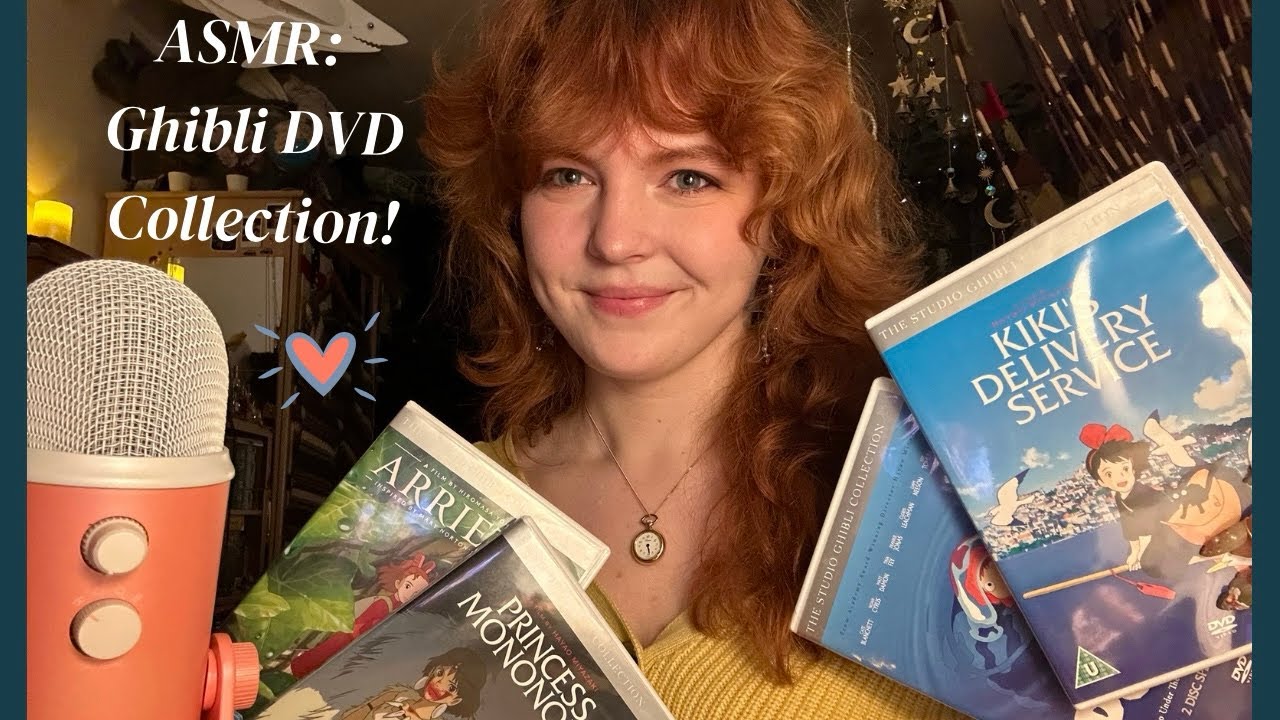ASMR Studio Ghibli DVD collection 💛 Blue yeti whisper rambles + nail ...