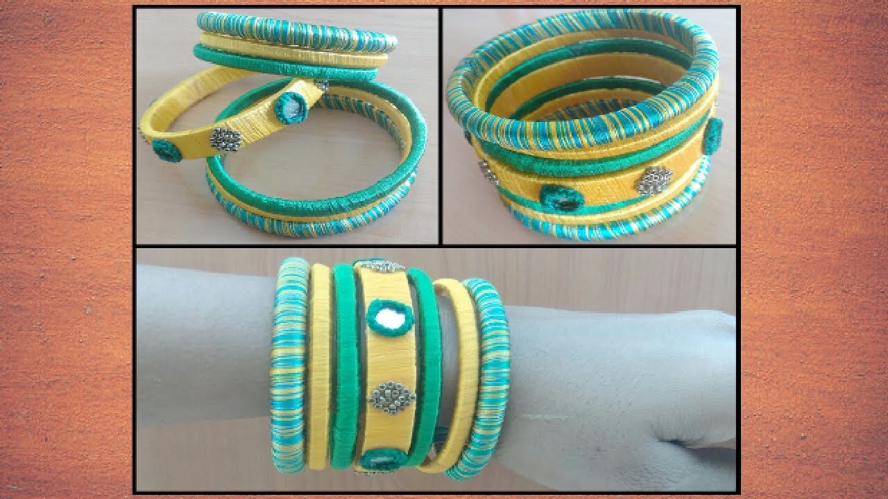 silk thread mirror bangle making, silk thread new design bangle making ...