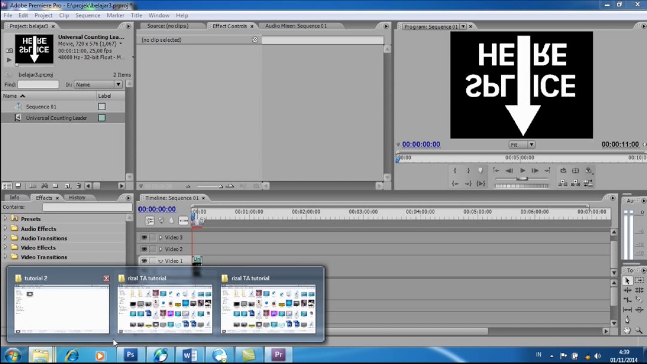 belajar memasukan universal counting leader pada adobe premier cs3 ...