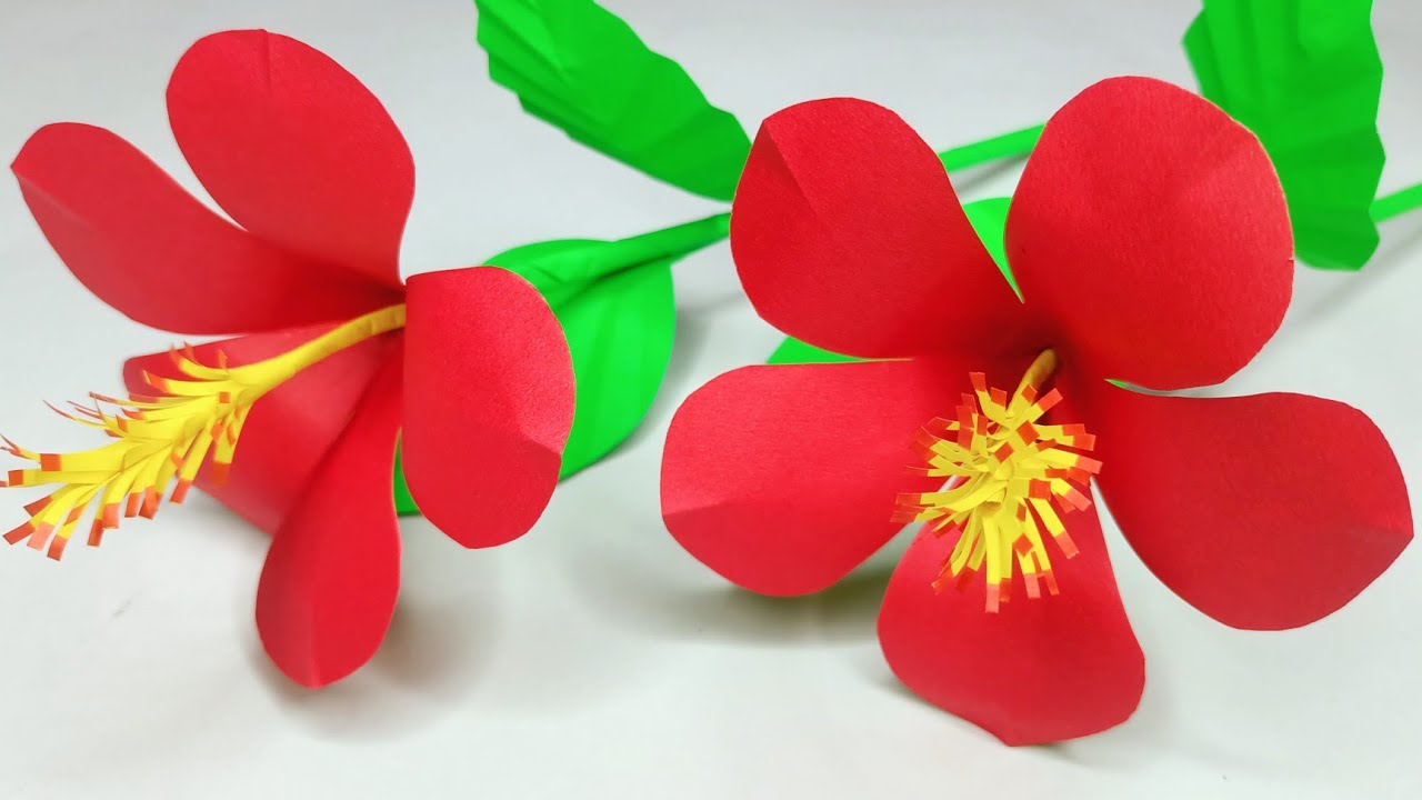 How to make Hibiscus 🌺 Paper Flower || Paper Flower Making Step by step ...