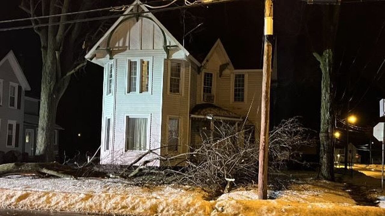 WWNY Watertown damage: tree limb falls on house, Arsenal Street goes ...