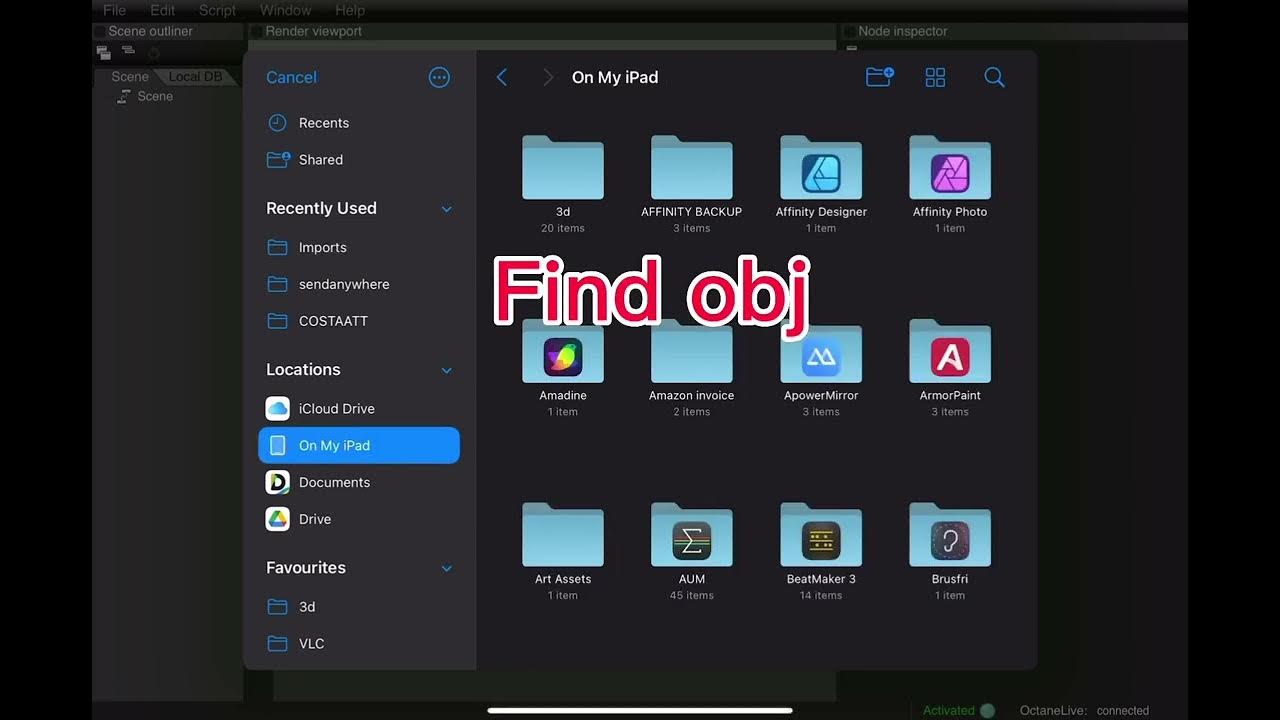 How to Import 3D File (.obj) to OctaneX on iPad - YouTube
