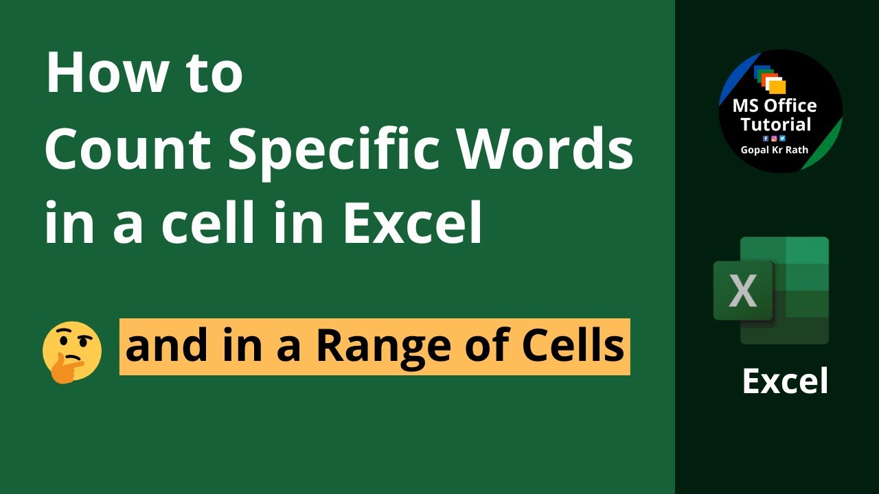 How To Count Specific Words In A Cell In Excel YouTube How To Count Specific Words In A Cell In Excel YouTube