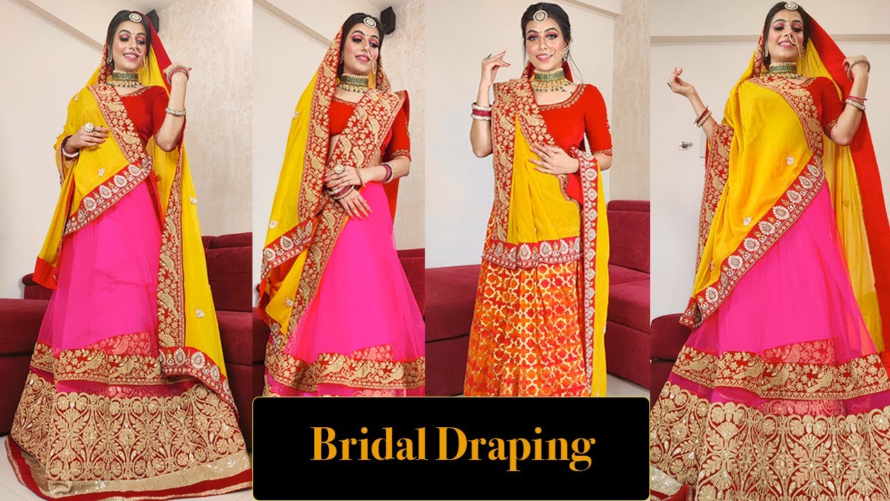 Indian Bridal Dupatta Draping | Rajasthani Style| Wedding Drape |Detail ...