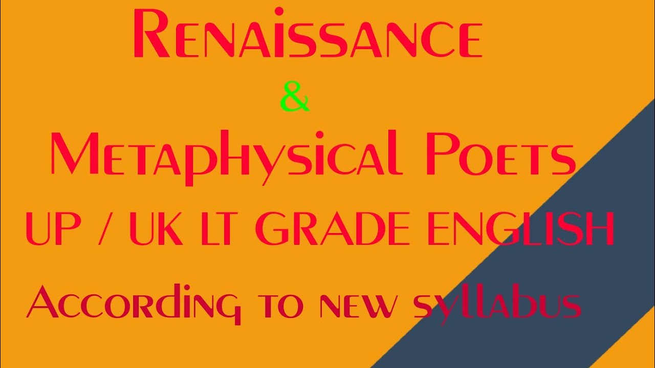 Renaissance & Metaphysical Poets English Literature - YouTube