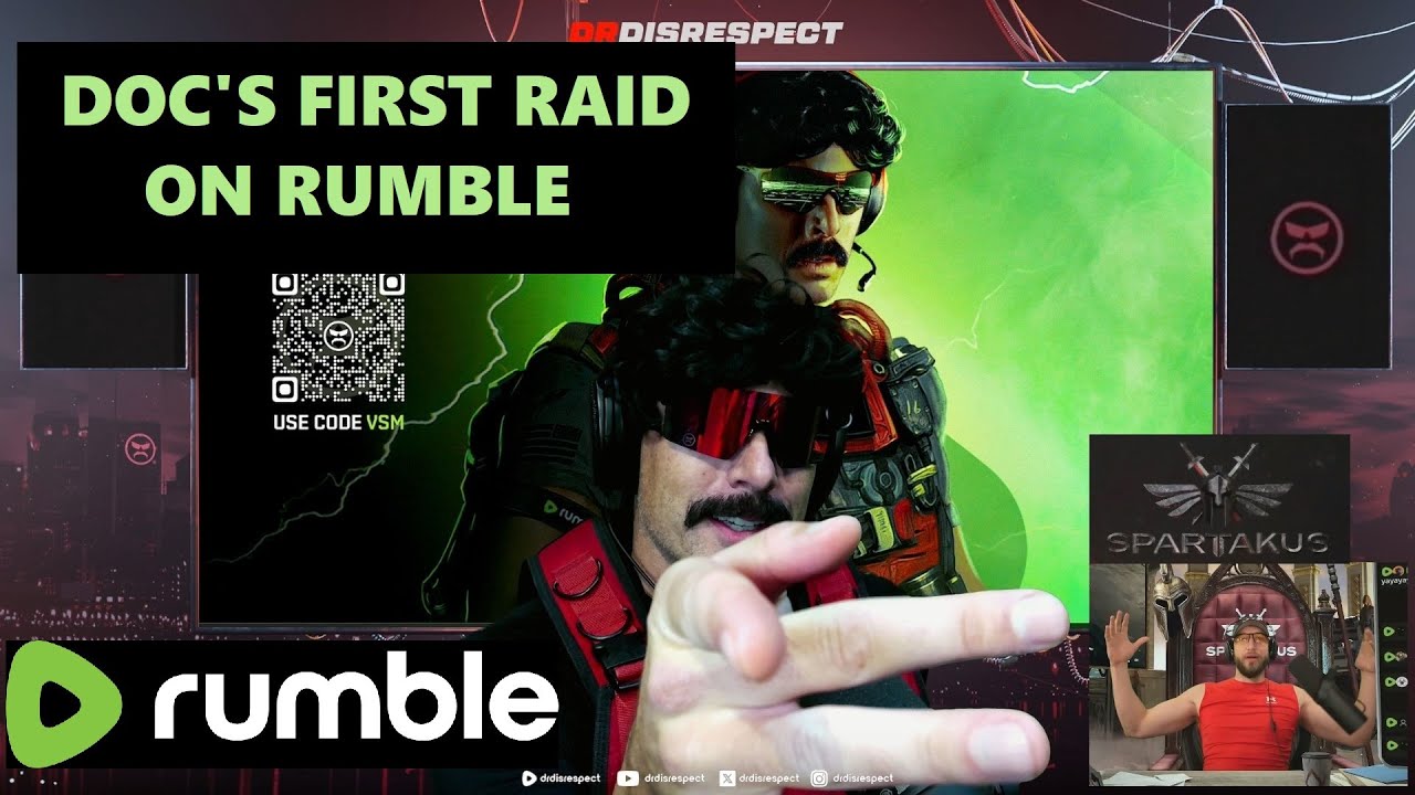 DrDisrespect's first RAID on Rumble goes to Spartakus - YouTube