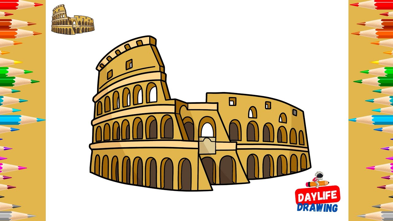 How to Draw The Colosseum | Historical landmark in Rome - YouTube