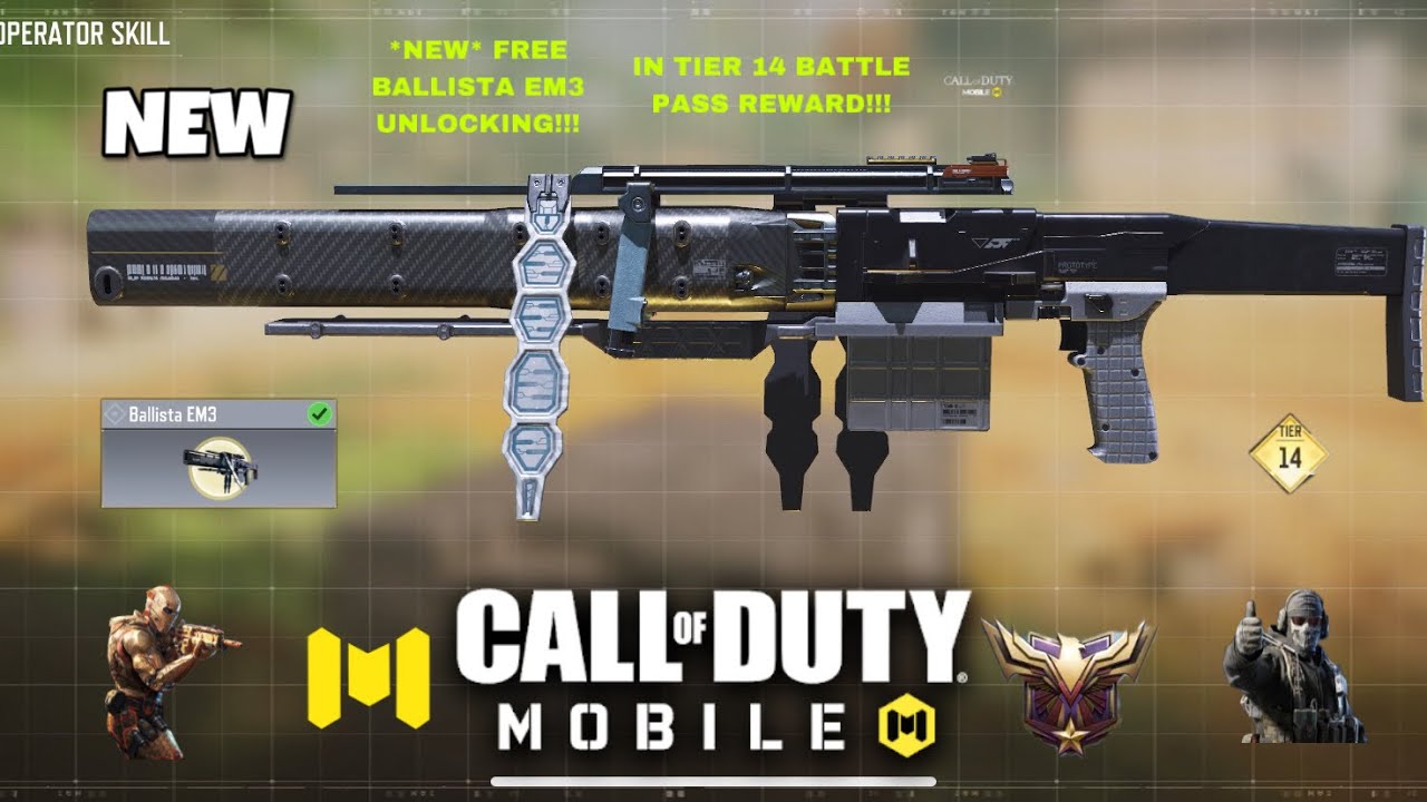 *NEW* FREE BALLISTA EM3 UNLOCKING ON COD MOBILE TIER 14 BATTLE PASS ...