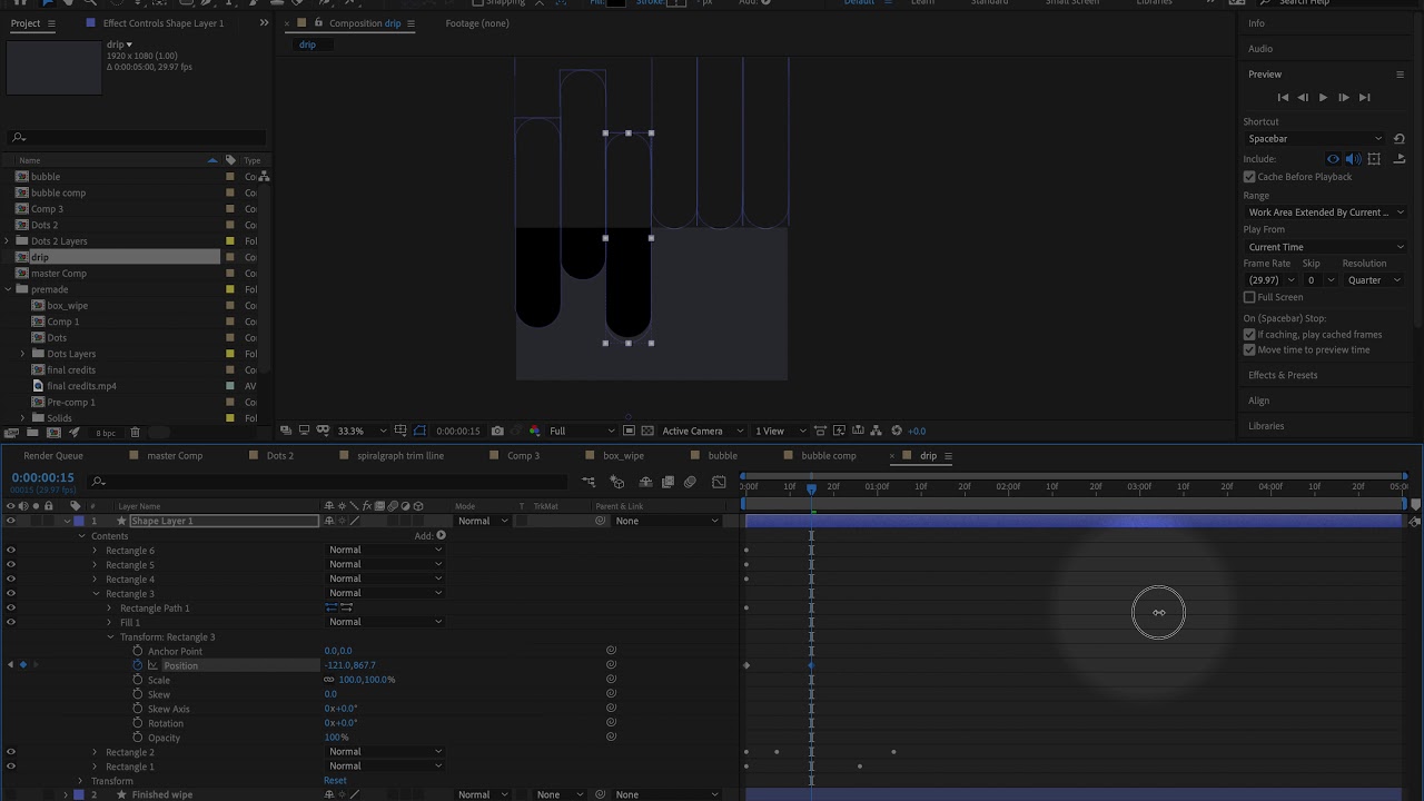 Shape Layer - Animating multiple contents on a shape layer. DRIP 1 ...
