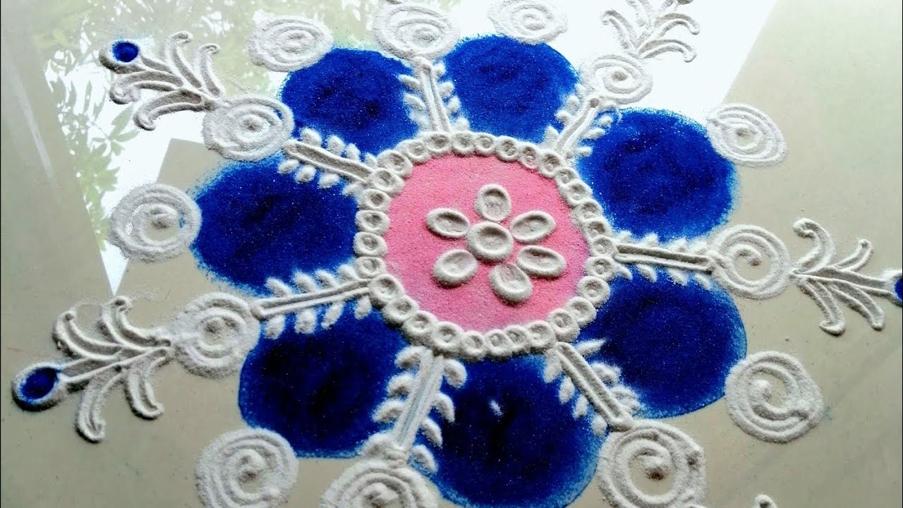 Simple Blue Flower Rangoli - YouTube