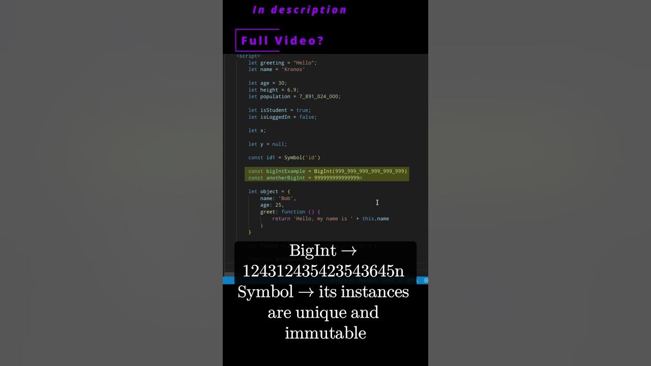 🧬 JavaScript 4c 🧬 Types of Data 🧬 #javascript #js #coding #omg #wtf - YouTube