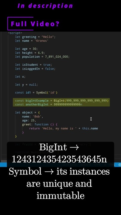 🧬 JavaScript 4c 🧬 Types of Data 🧬 #javascript #js #coding #omg #wtf - YouTube