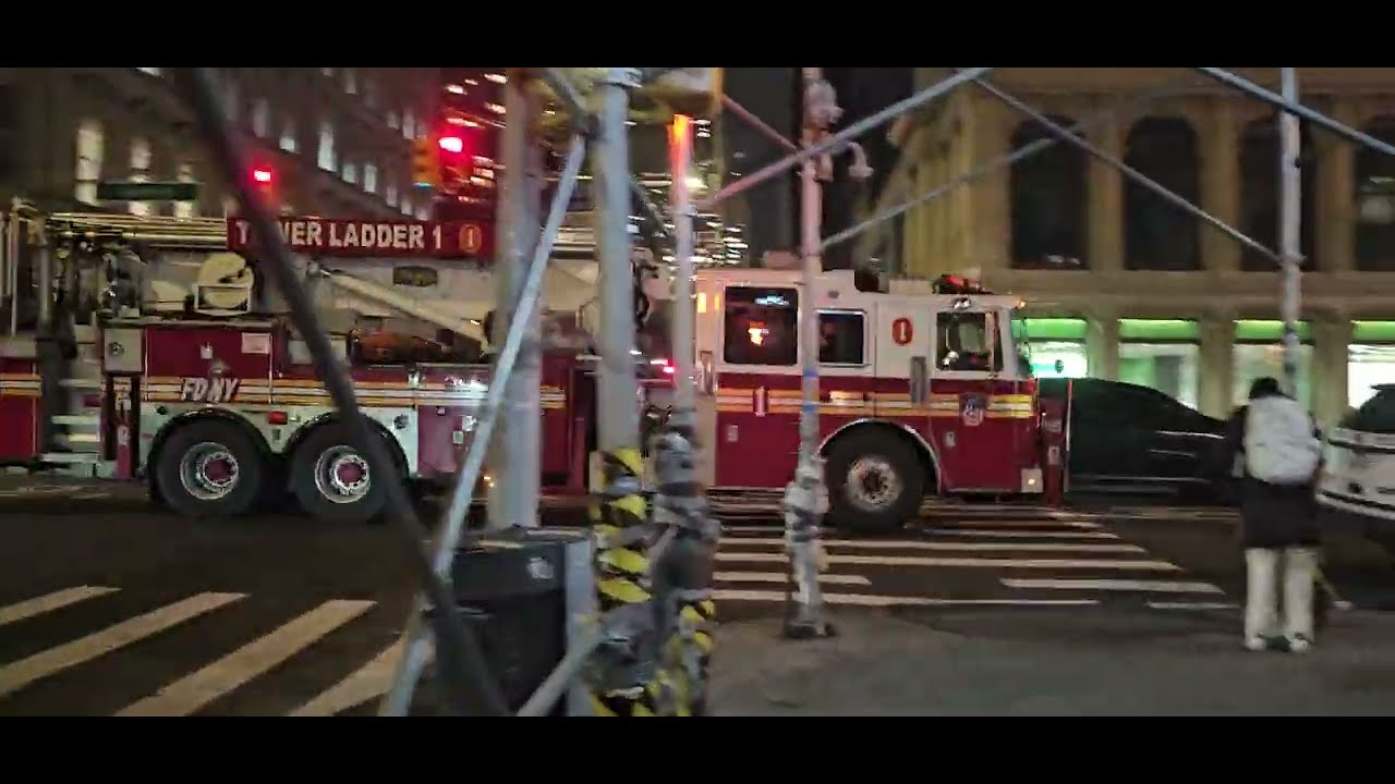 FDNY Ladder 1 Passing By Across Broadway In Lower Manhattan, Manhattan ...