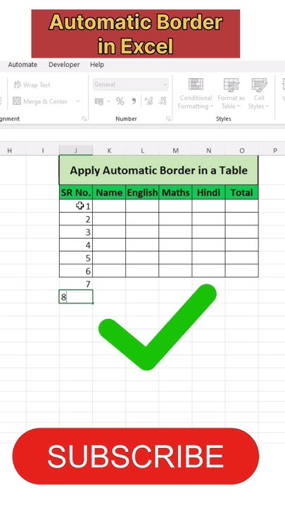 ExcelTrick#Apply Automatic Border in Excel#Excel#exceltutorial#exceltips#shorts#viral# ...