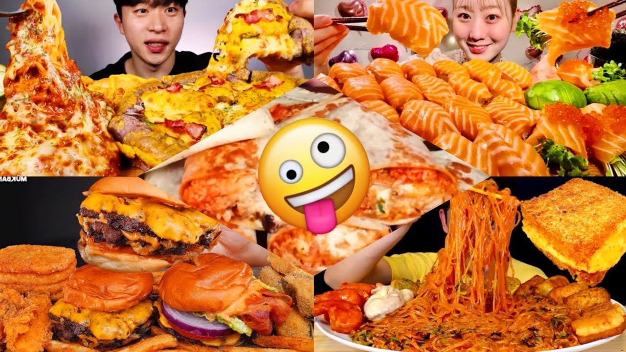 BEST SATISFYING MUKBANG COMPILATION REAL SOUND || 🍕🍔🍣 FOOD CRAVINGS ...