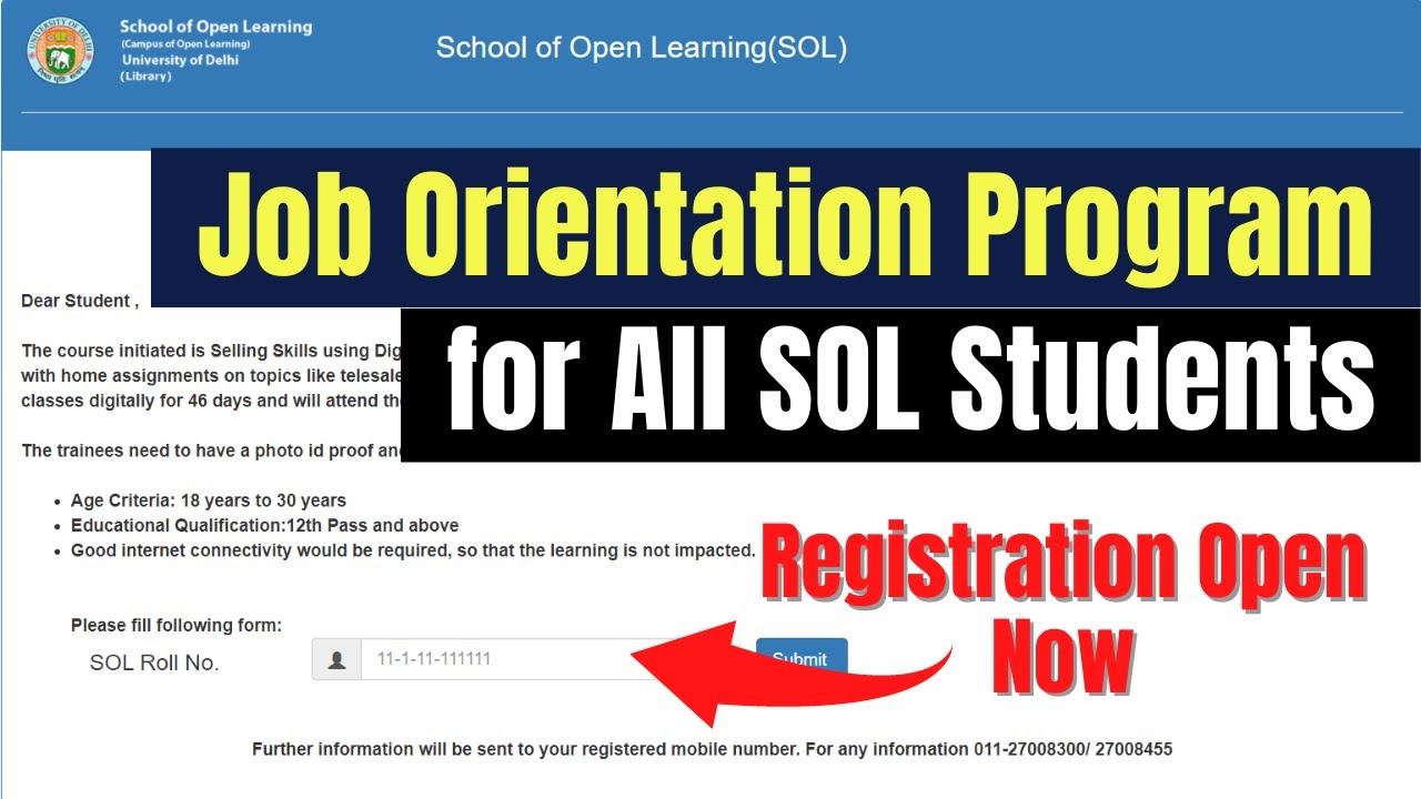 DU SOL | Job Orientation Program for All SOL Students | Registration ...