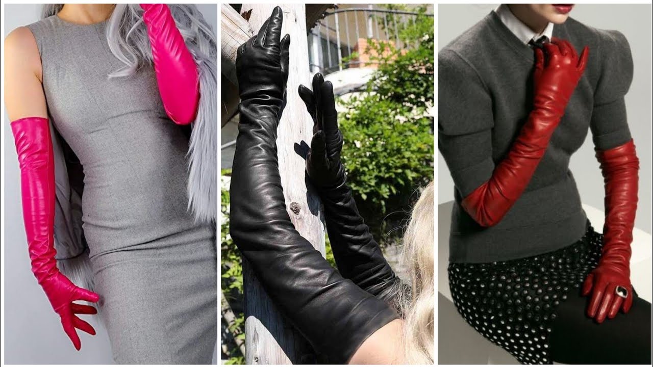 mind blowing and super stylish leather and latex long gloves for girls ...