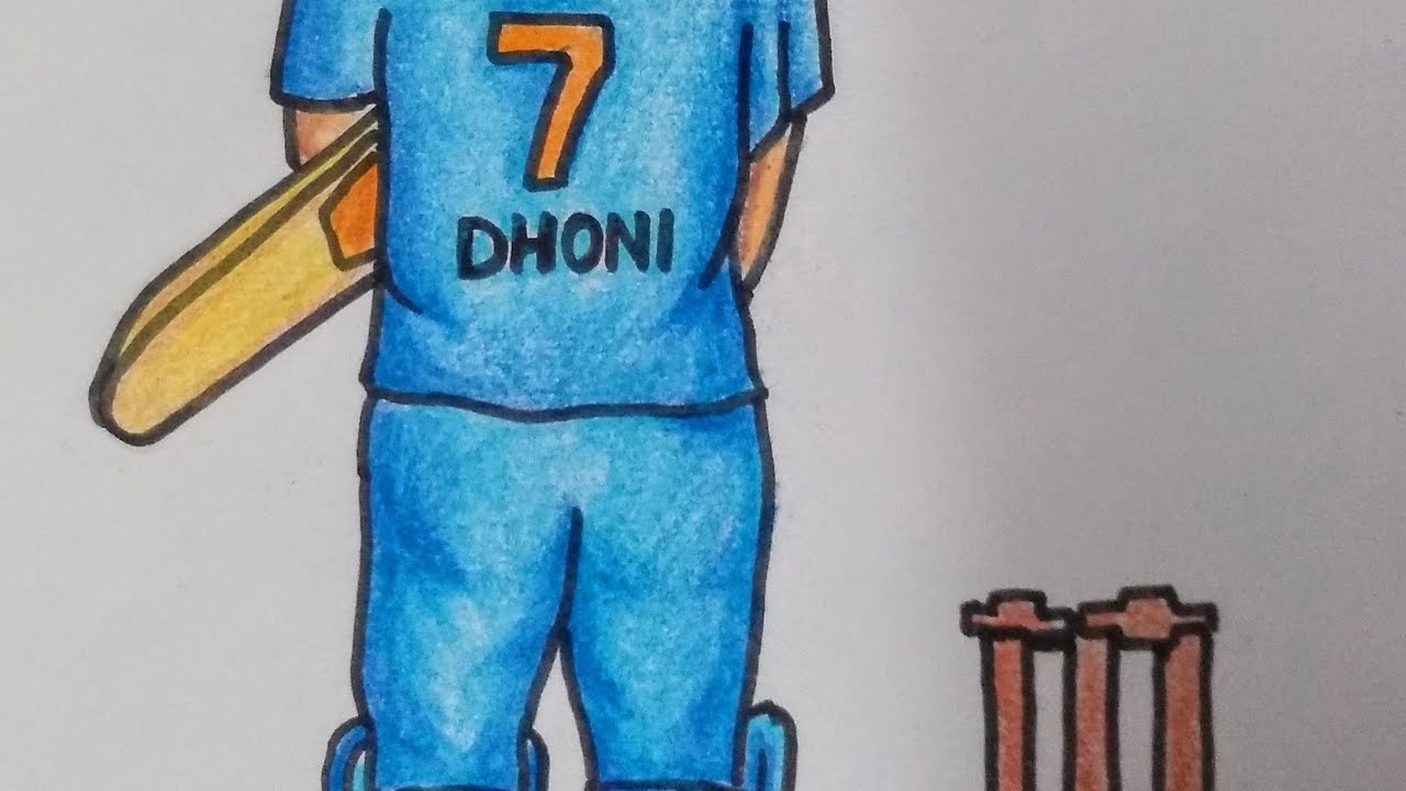 M.S Dhoni Backside Drawing ll Easy Drawing of Dhoni ll - YouTube