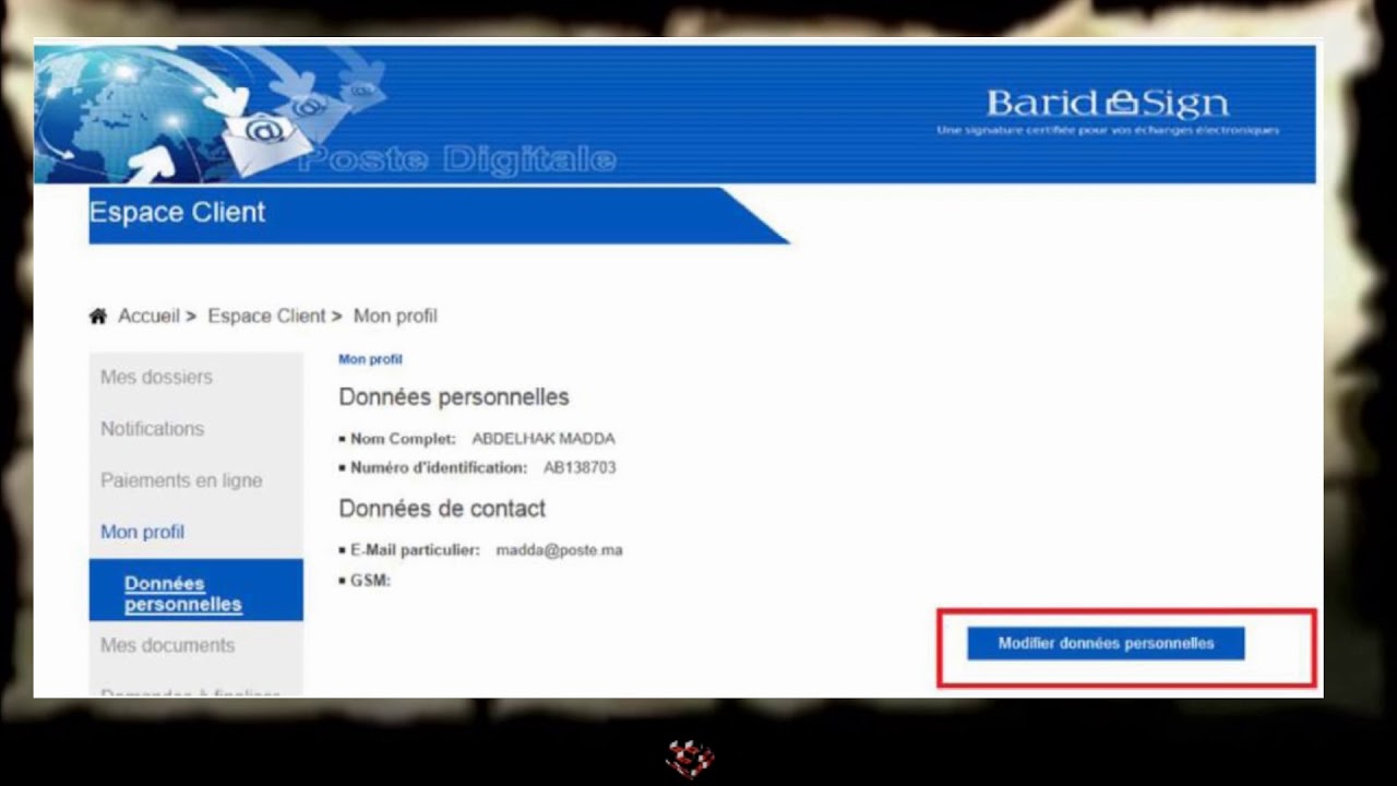 BARID E SIGN :CHANGEMENT DE MOT DE PASSE - YouTube