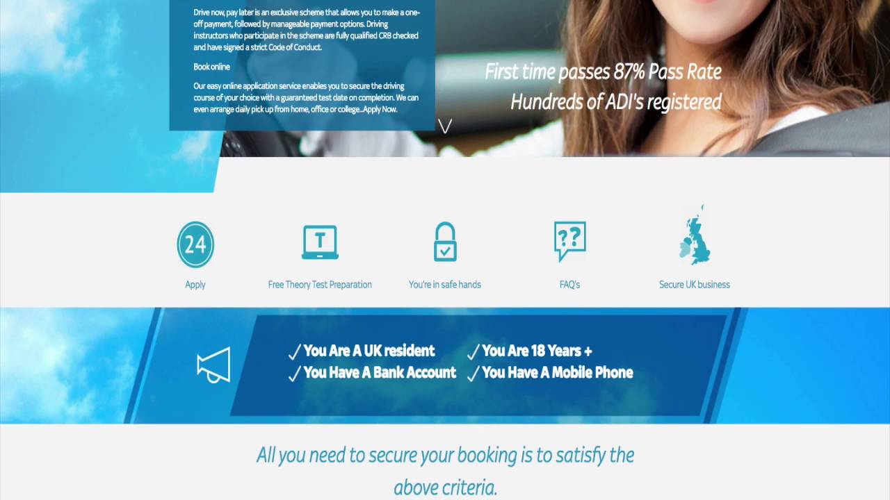 Drive Now Pay Later Intensive Driving Courses and Driving Lessons - YouTube