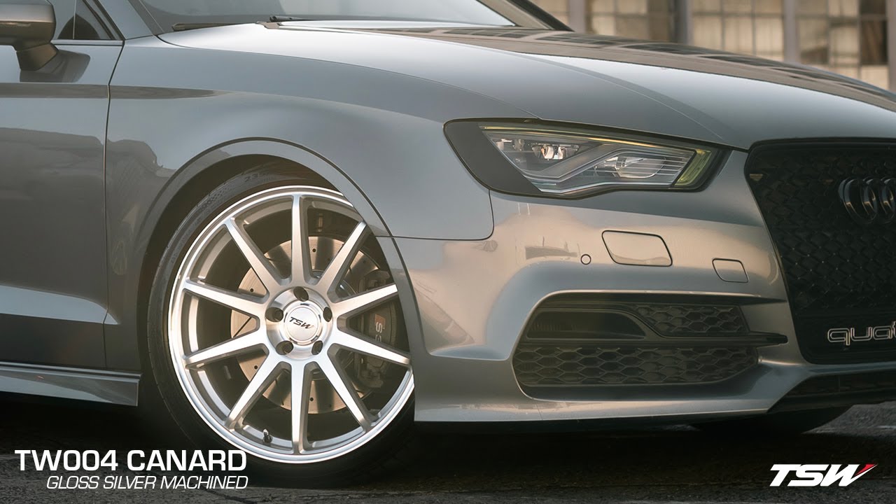 TSW TW004 CANARD | 19X8.5 | GLOSS SILVER WITH MACHINED FACE | AUDI S3 ...