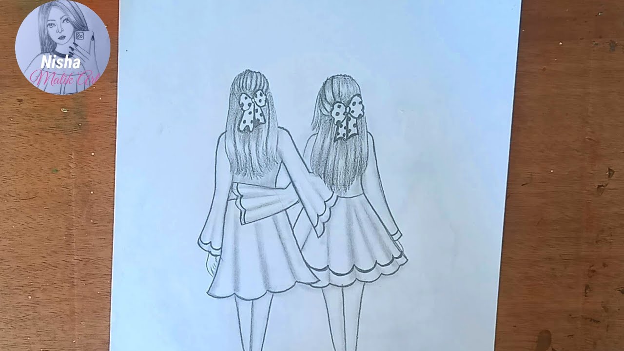 How to draw two bestie ll for beginner pencil sketch tutorial easy ...