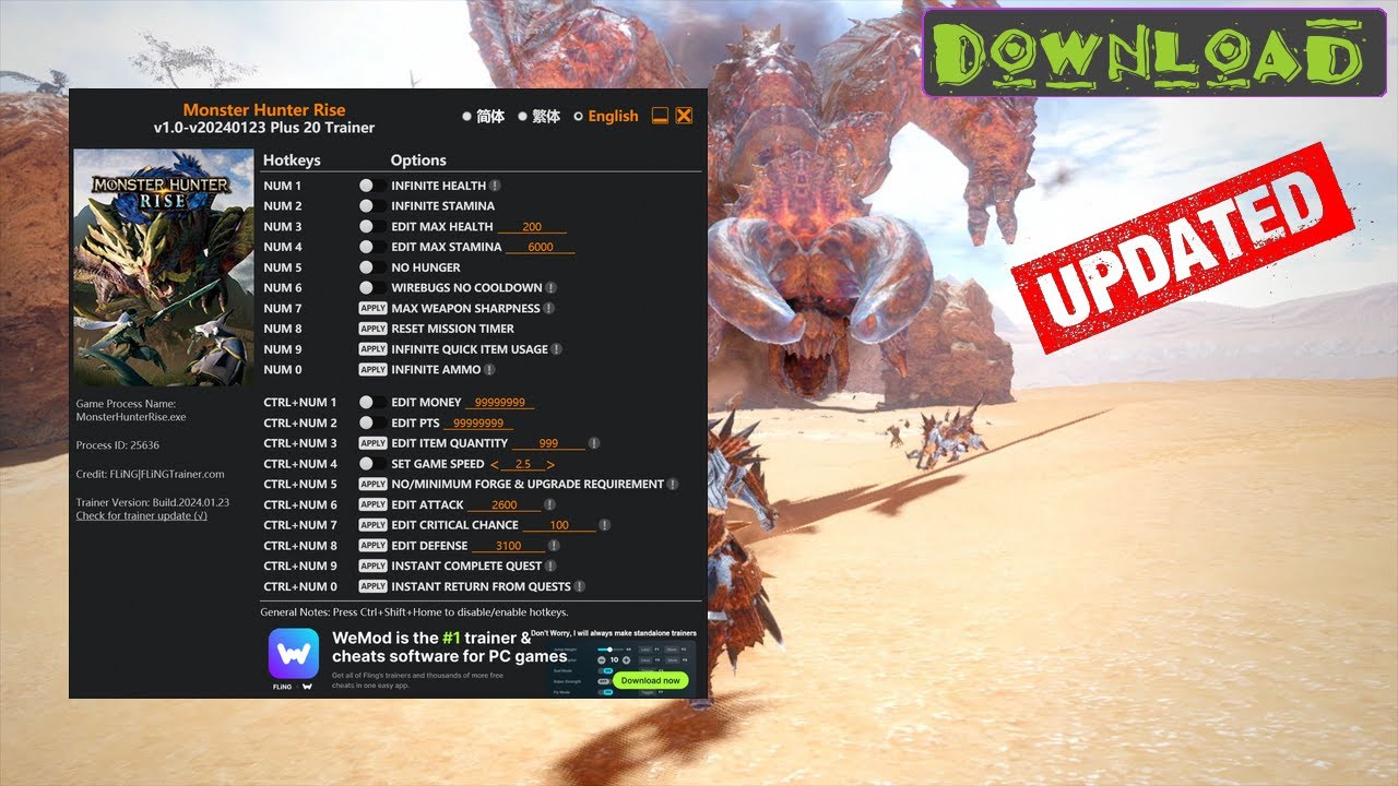 New cheat for game Monster Hunter Rise | Game script - YouTube
