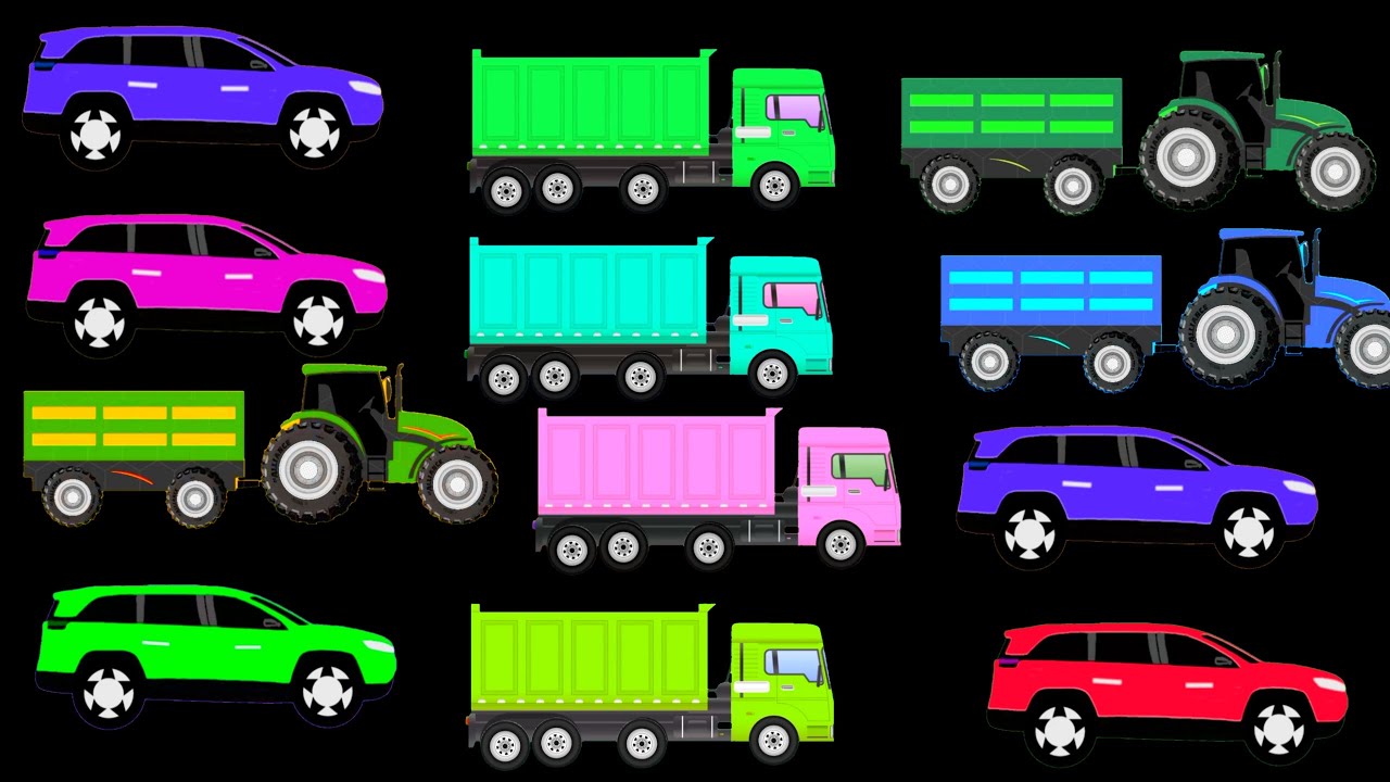COLOUR VEHICLE🚲🚗⛵🚁| The Kids Picture Show Helicopter, car, truck ...